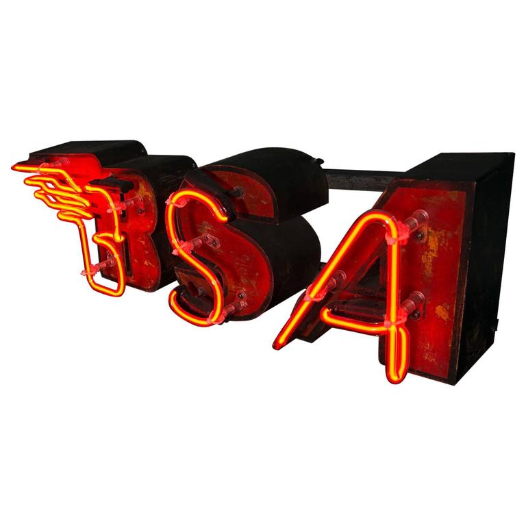 Vintage Neon "BSA" Sign with Red Neon Front For Sale at 1stDibs