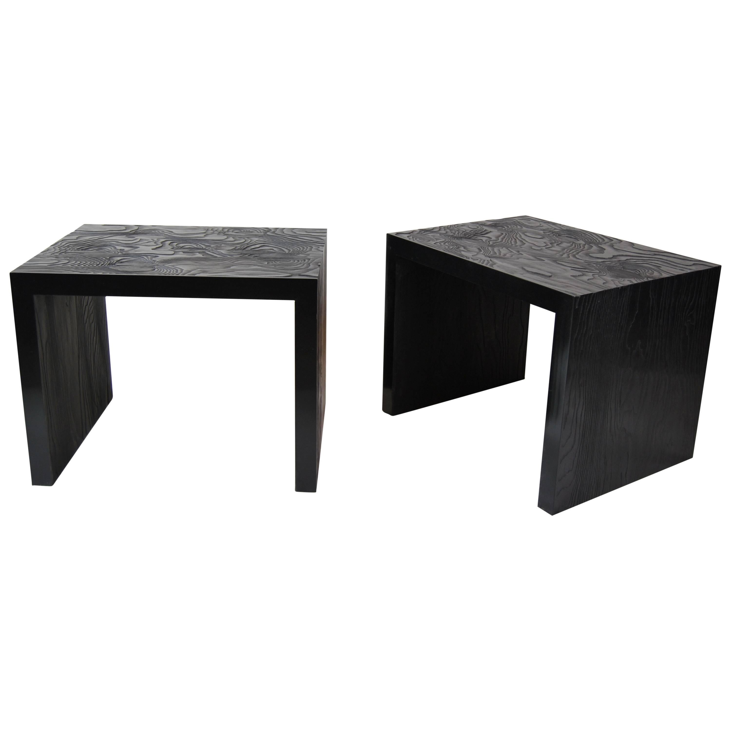 Pair of "Night Land" Custom Side Tables For Sale at 1stDibs