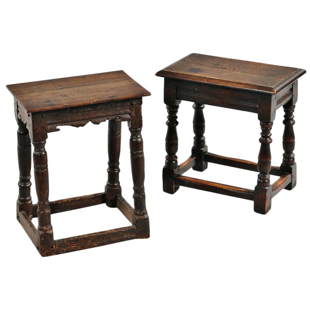Two Jacobean English Joint Stools at 1stDibs