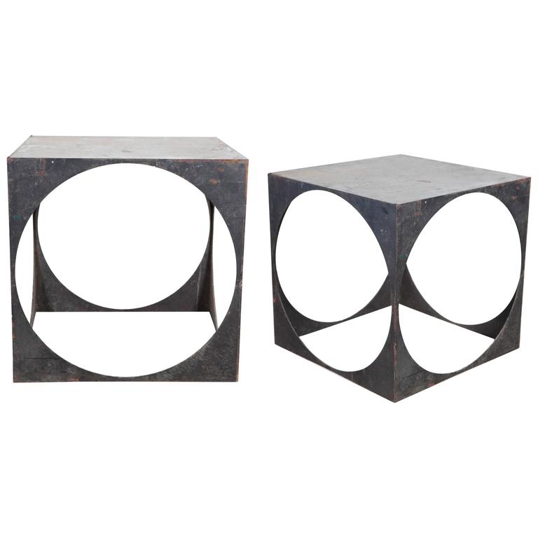 Iron Cutout Circle Cube Side Tables at 1stDibs