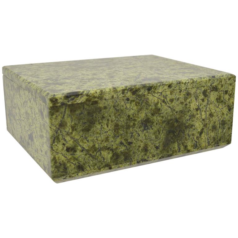 Olive Green Natural Stone Box at 1stDibs