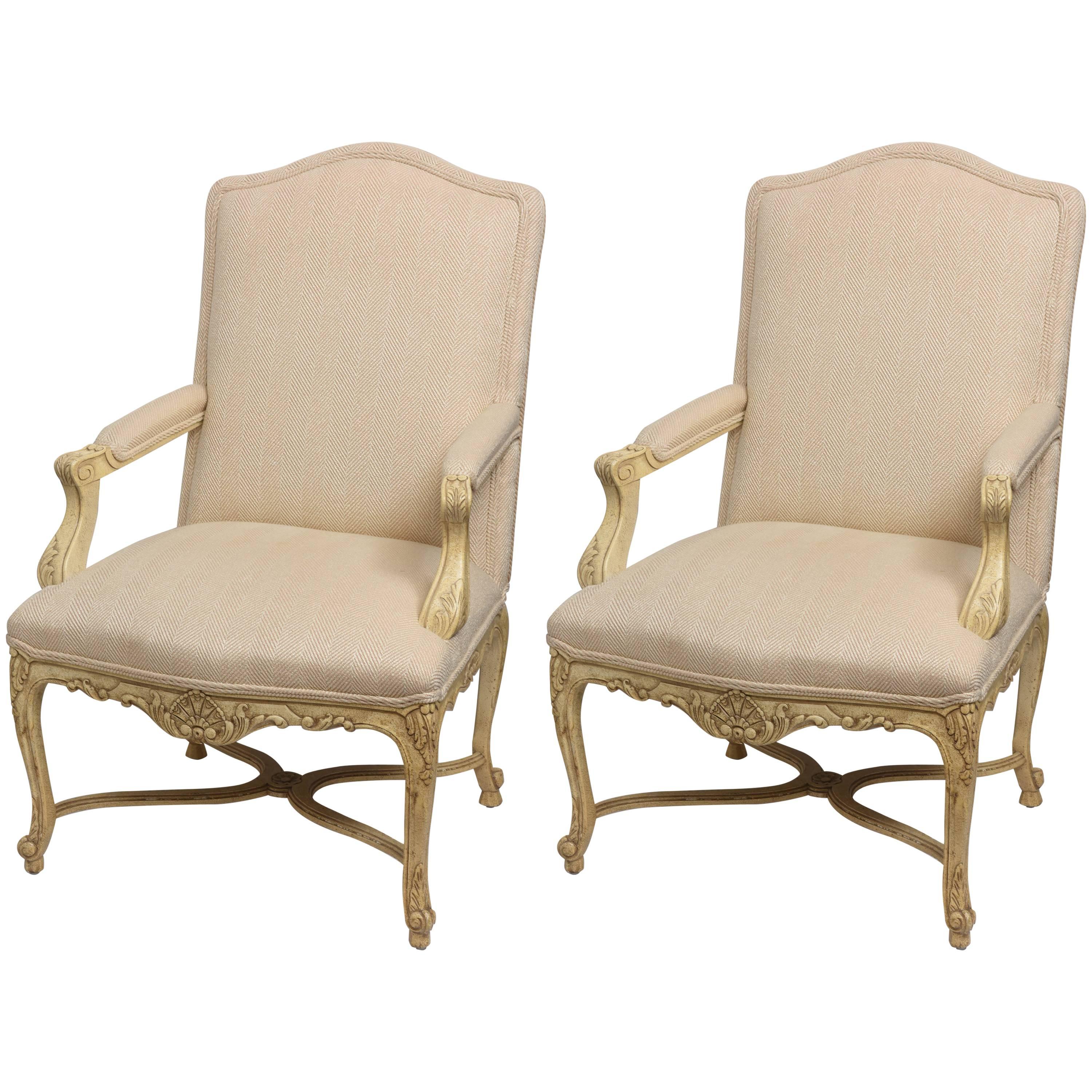 Pair of French Regency Style Armchairs at 1stDibs | french regency armchair