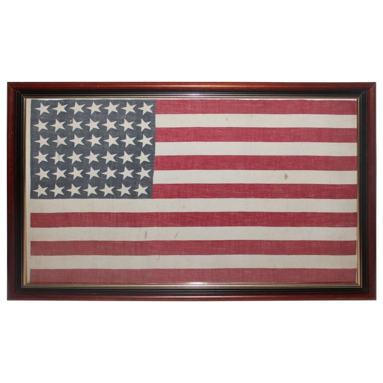 Framed 42 Star American Parade Flag from 1886 at 1stDibs
