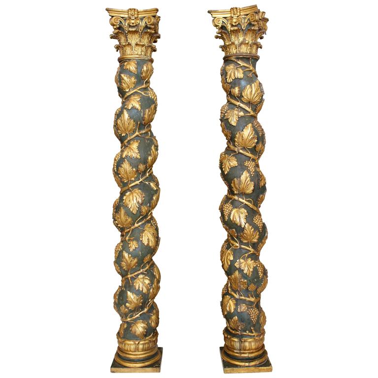 Pair of Italian Solomonic Columns at 1stDibs