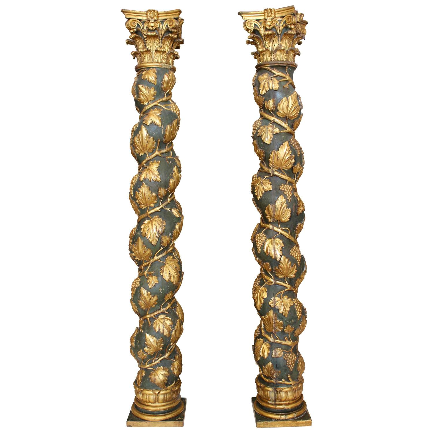 Pair of Italian Solomonic Columns at 1stdibs