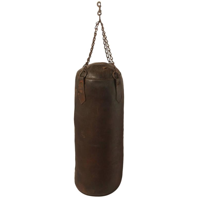 Antique American Boxing Punching Leather Bag at 1stDibs