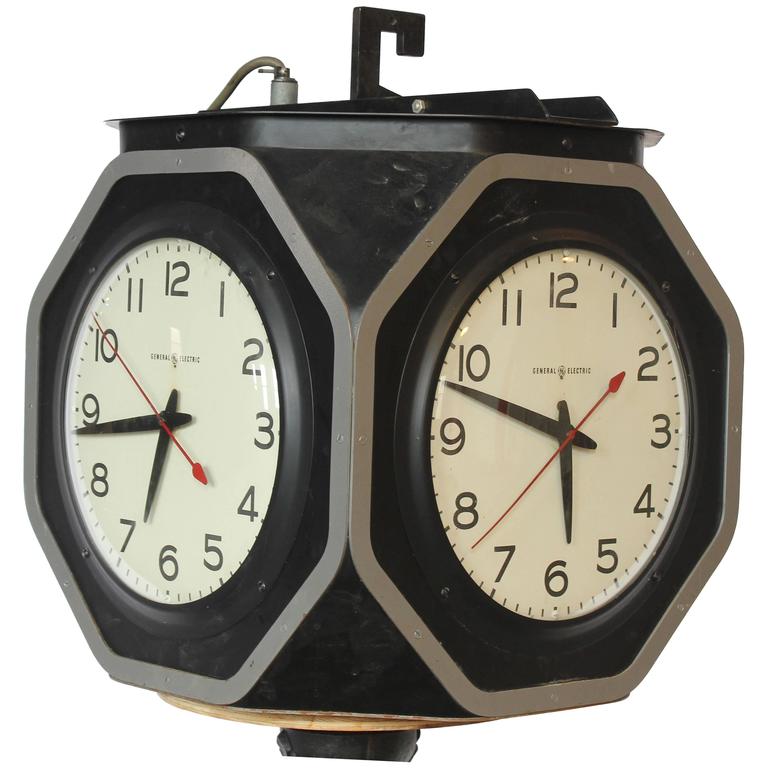 1930s Four-Sided Train Station Clock by General Electric at 1stDibs