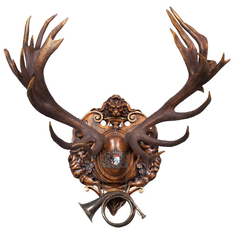 19th Century Red Stag Trophy from 1892 Eulenburg Hunt of Kaiser Wilhelm ...