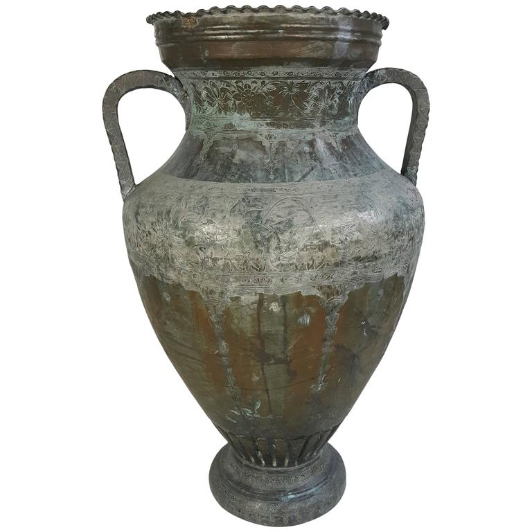 Monumental Decorative Double Handled Turkish Urn at 1stDibs