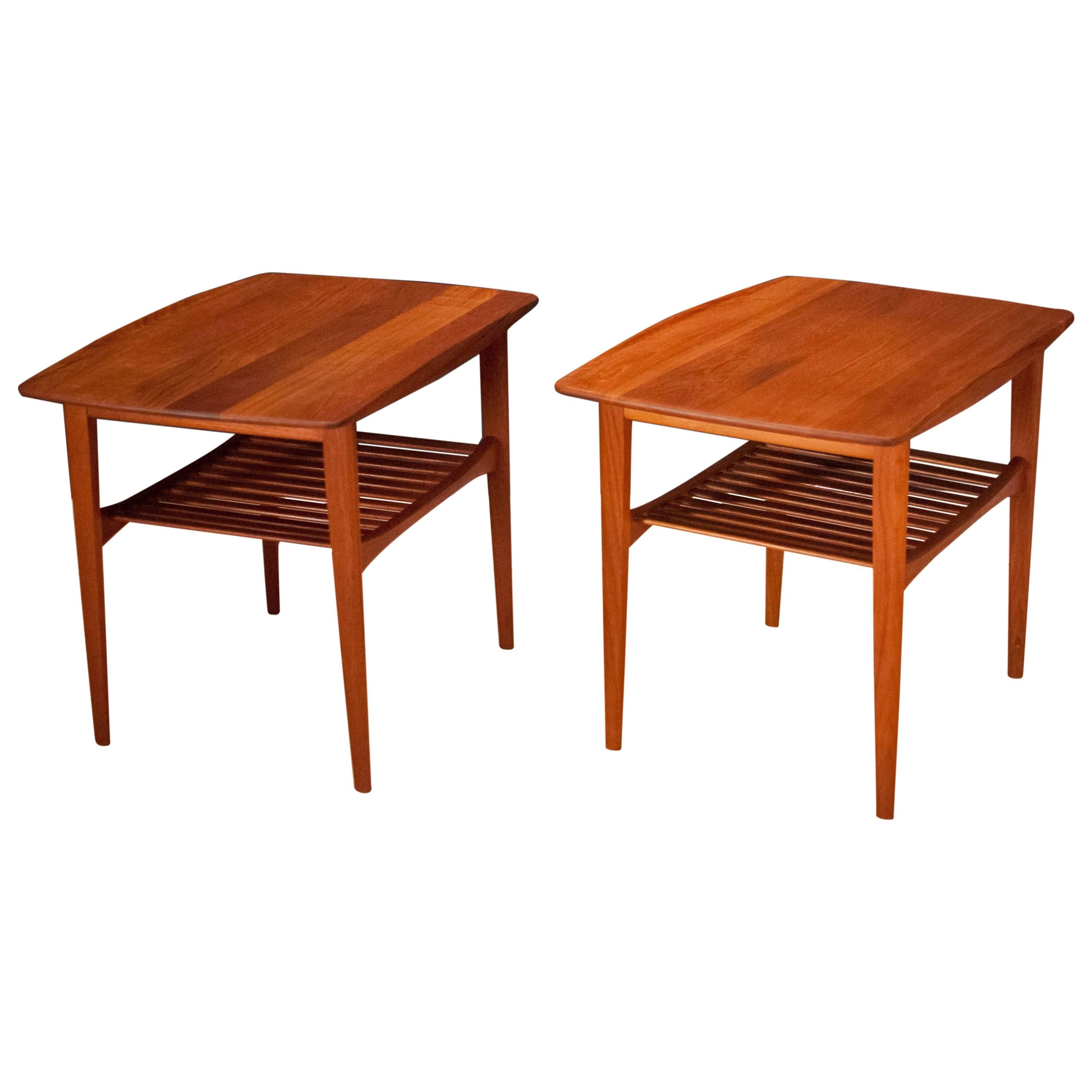 Pair of Danish Solid Teak Side Tables at 1stDibs