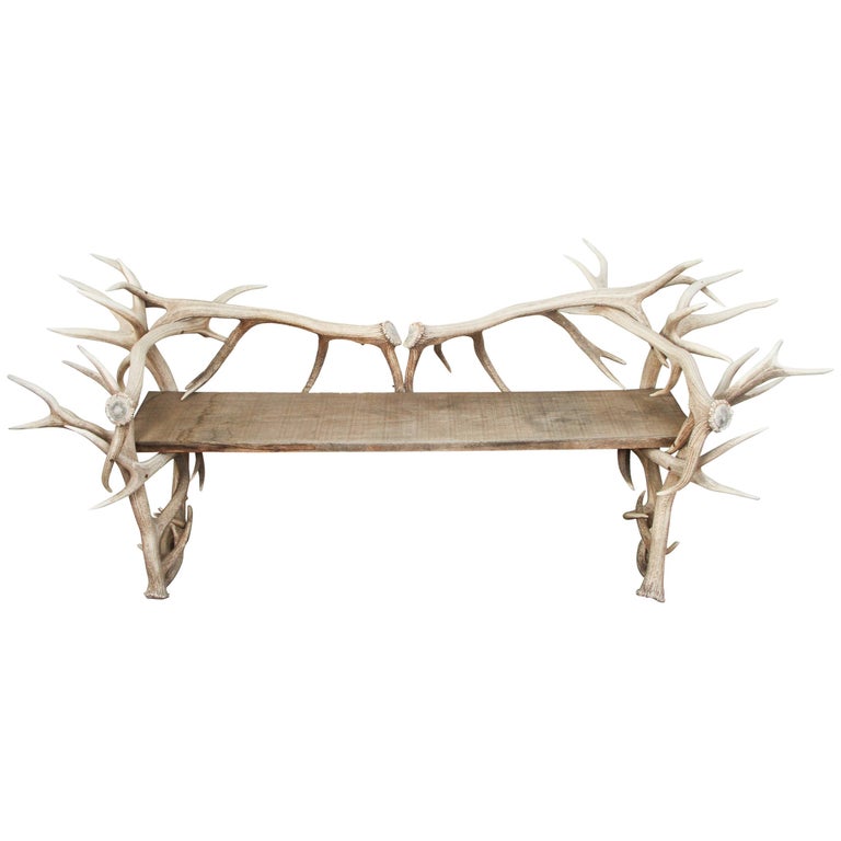 Magnificent Elk Antler Bench For Sale at 1stDibs