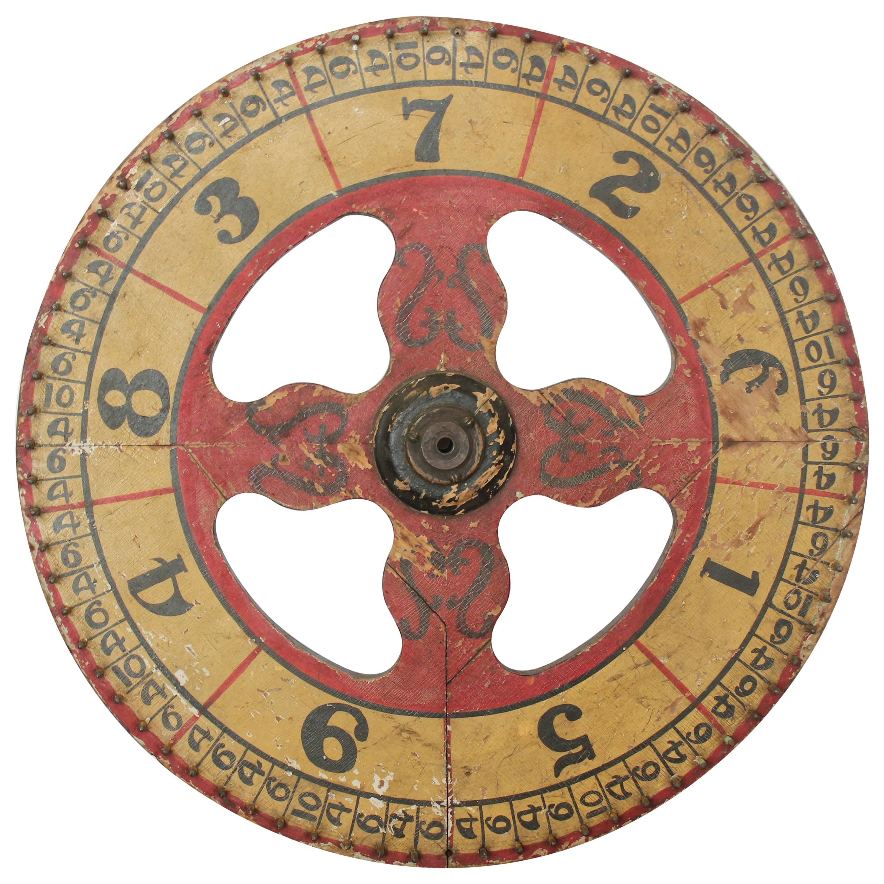 Antique Double Sided Hand Painted Game Wheel at 1stDibs