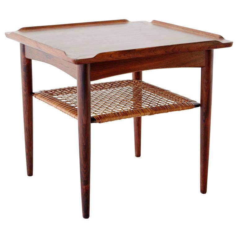 Rosewood and Cane Side Table by Poul Jensen for Selig at 1stDibs ...