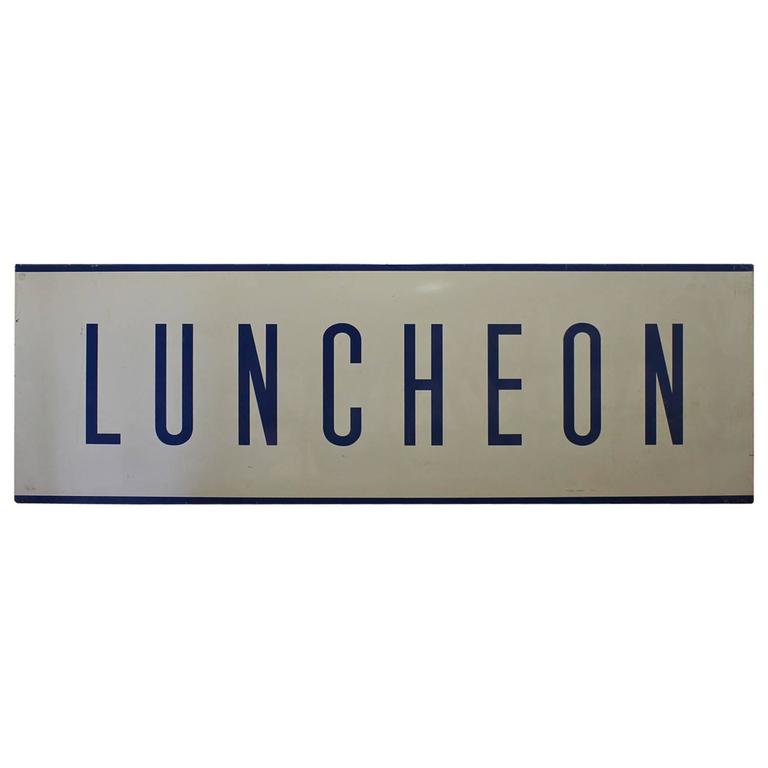 1950s Enamel Sign "Luncheon" For Sale at 1stDibs
