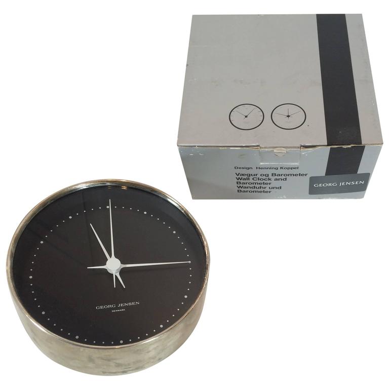 Georg Jensen Sterling Silver Wall Clock Dead Stock in Box For Sale at ...