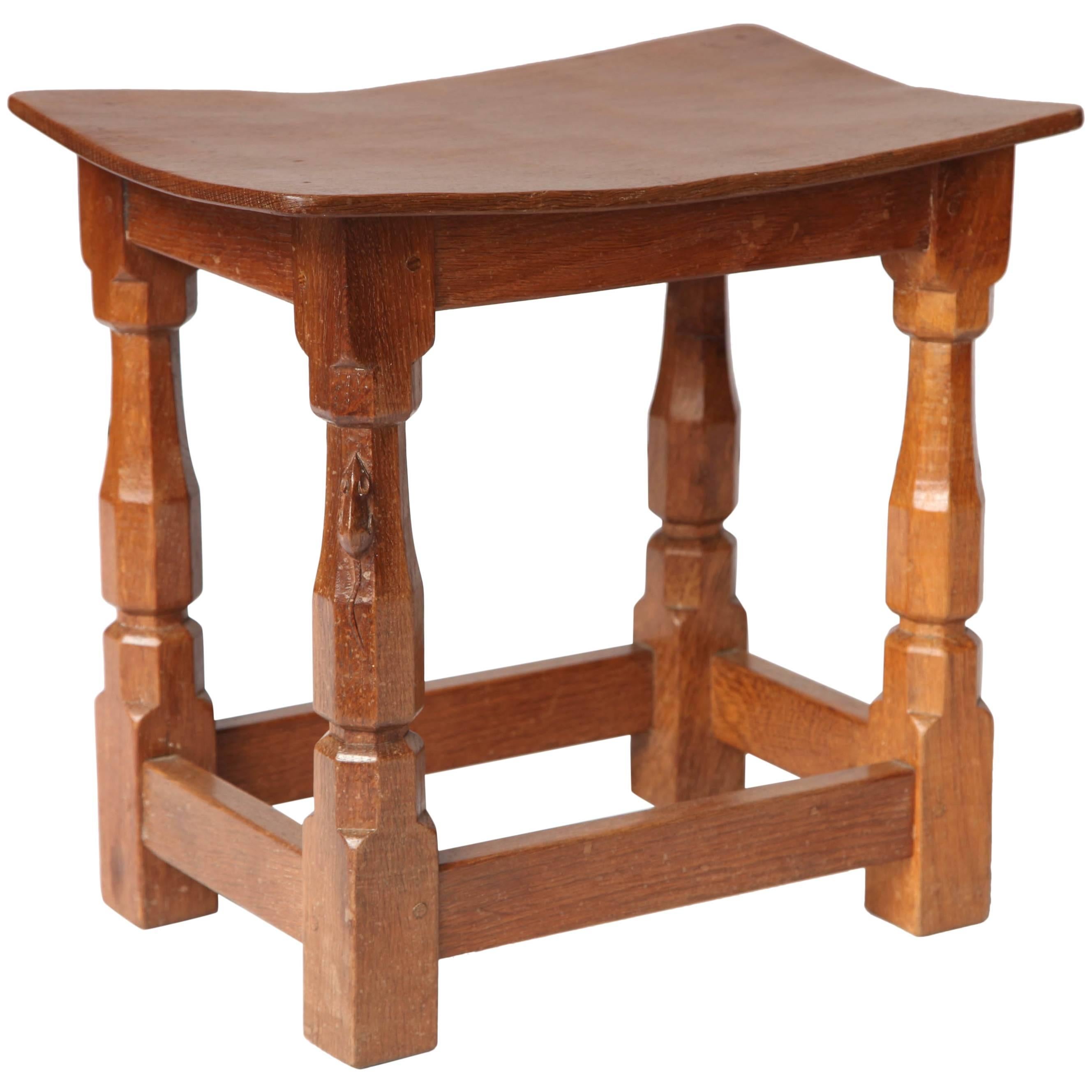 Robert "Mouseman" Thompson Oak Joint Stool at 1stDibs