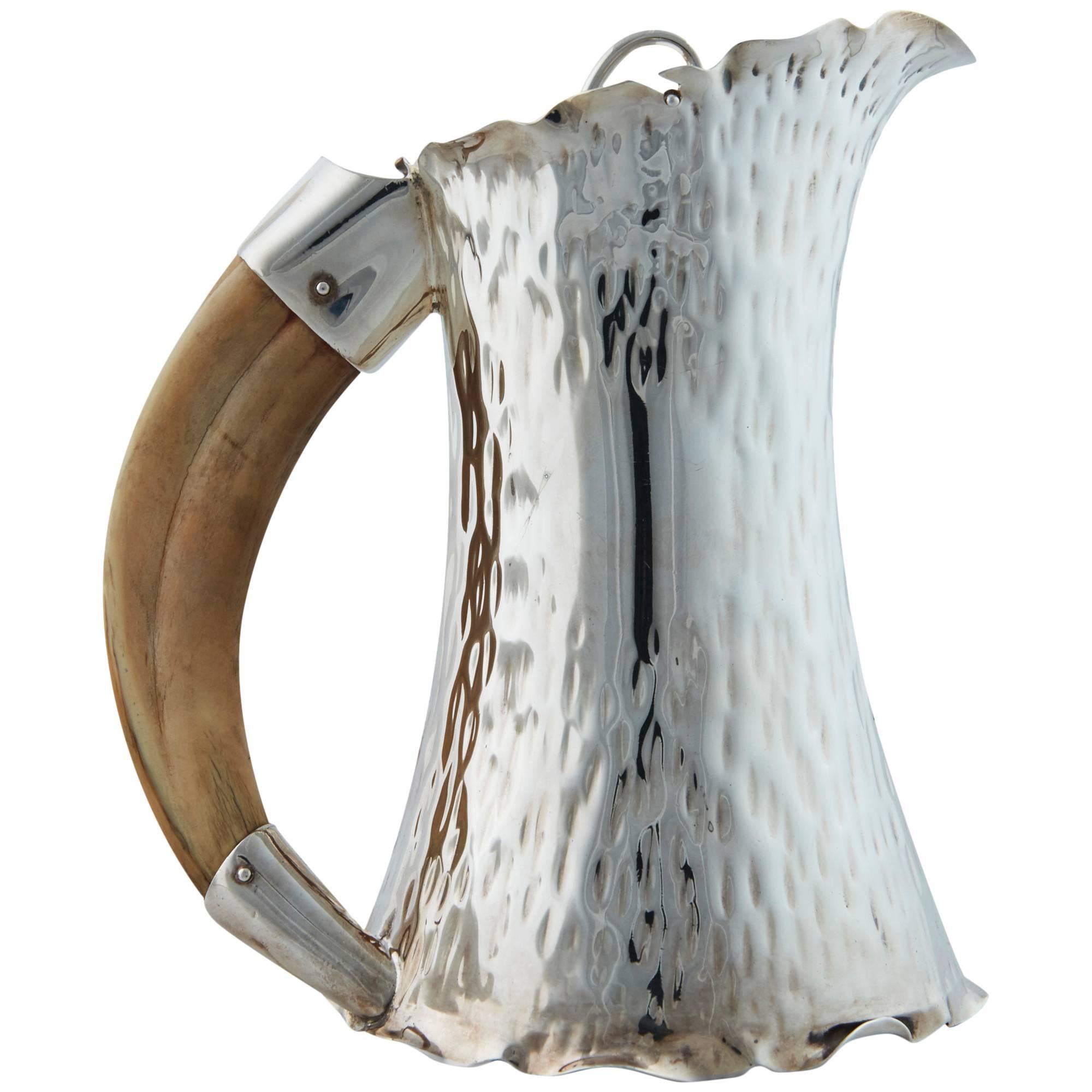 Impressive Hammered Silver Pitcher For Sale at 1stDibs