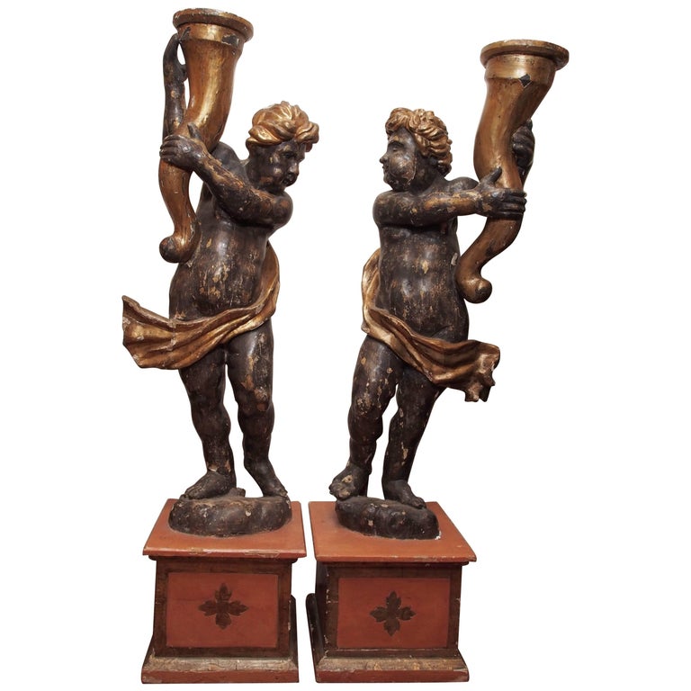 Pair of Monumental Italian Cherubs For Sale at 1stDibs