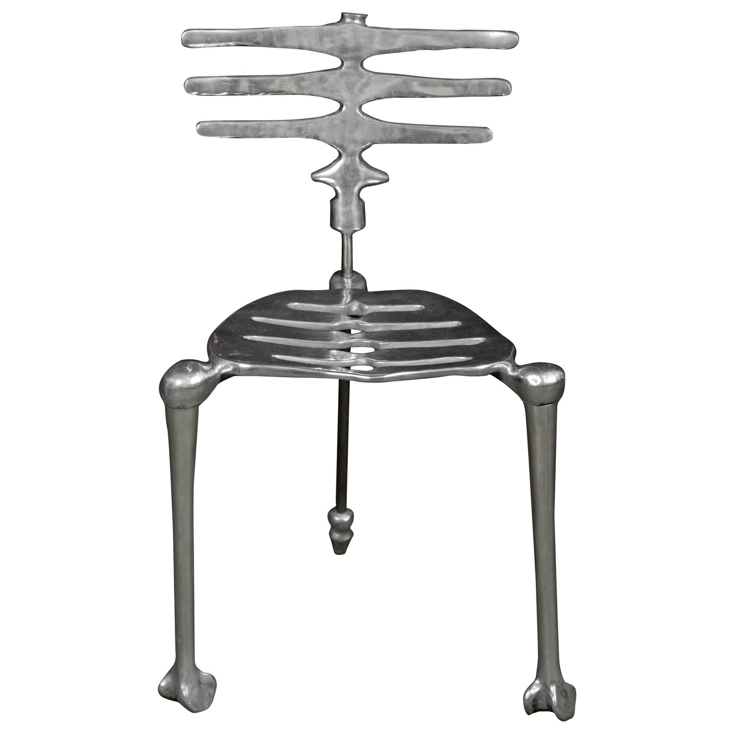 Polished Aluminum Skeleton Form Chair For Sale at 1stdibs