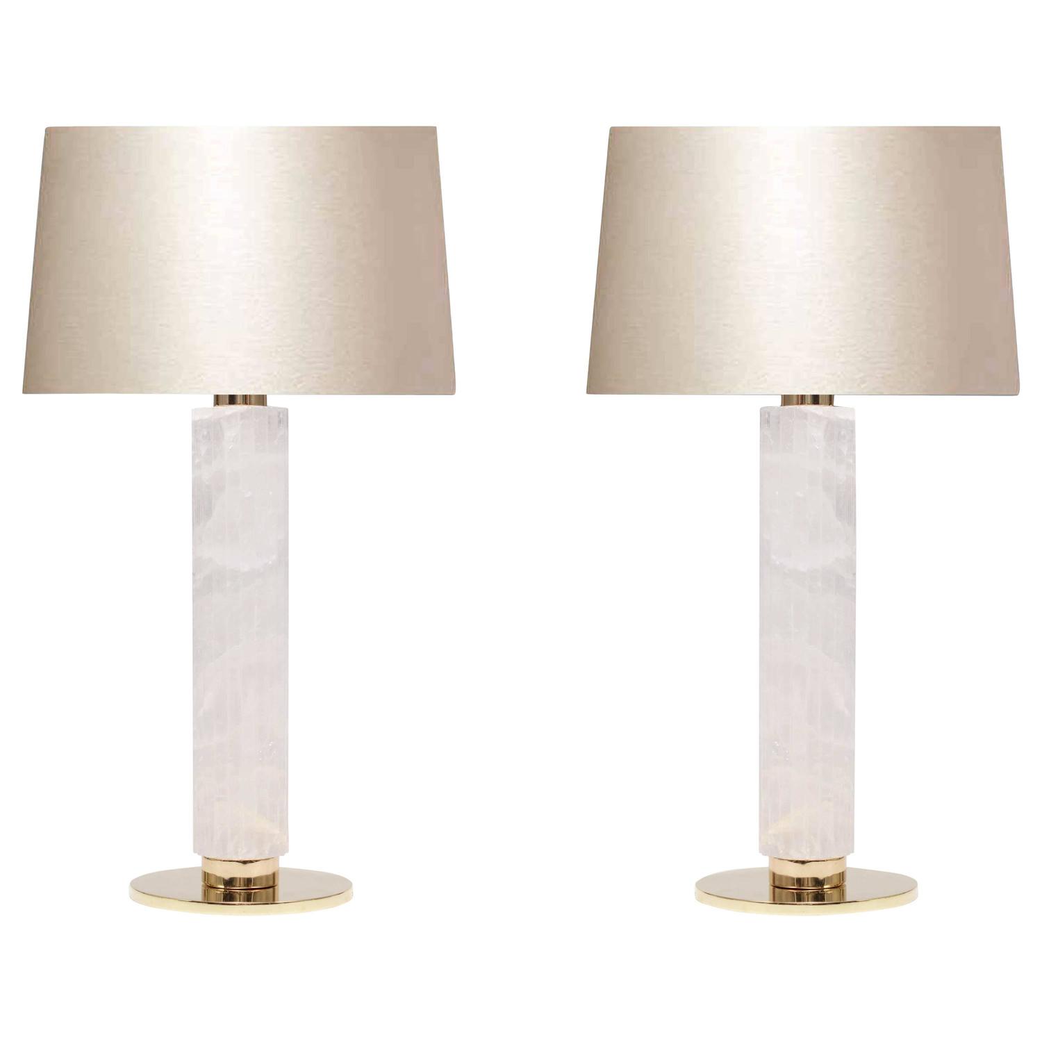 Pair of Modern Rock Crystal Quartz Lamps For Sale at 1stdibs