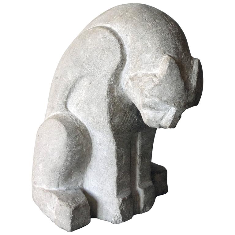 Art Deco Stone Sculpture of a Lioness at 1stDibs