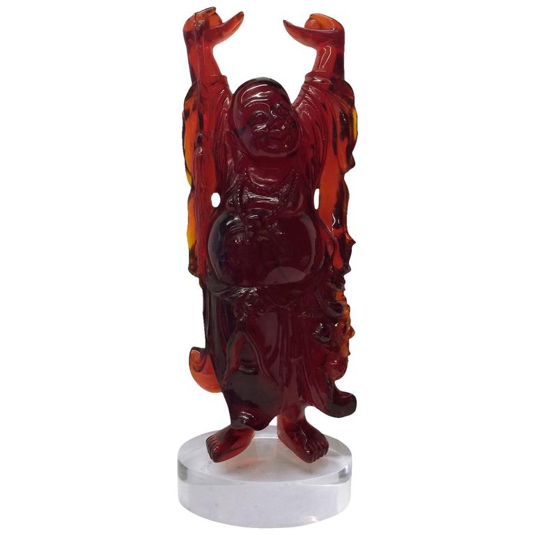 Rare Happy Buddha in Red Resin by Dorothy Thorpe at 1stDibs
