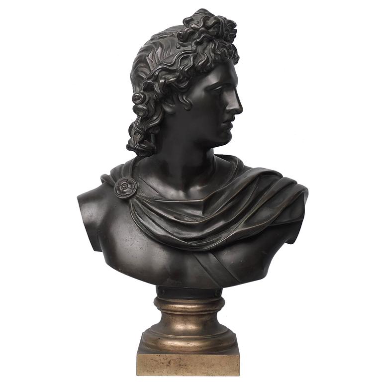 19th Century Grand Tour Bronze Bust of Apollo Belvedere after Leochares ...