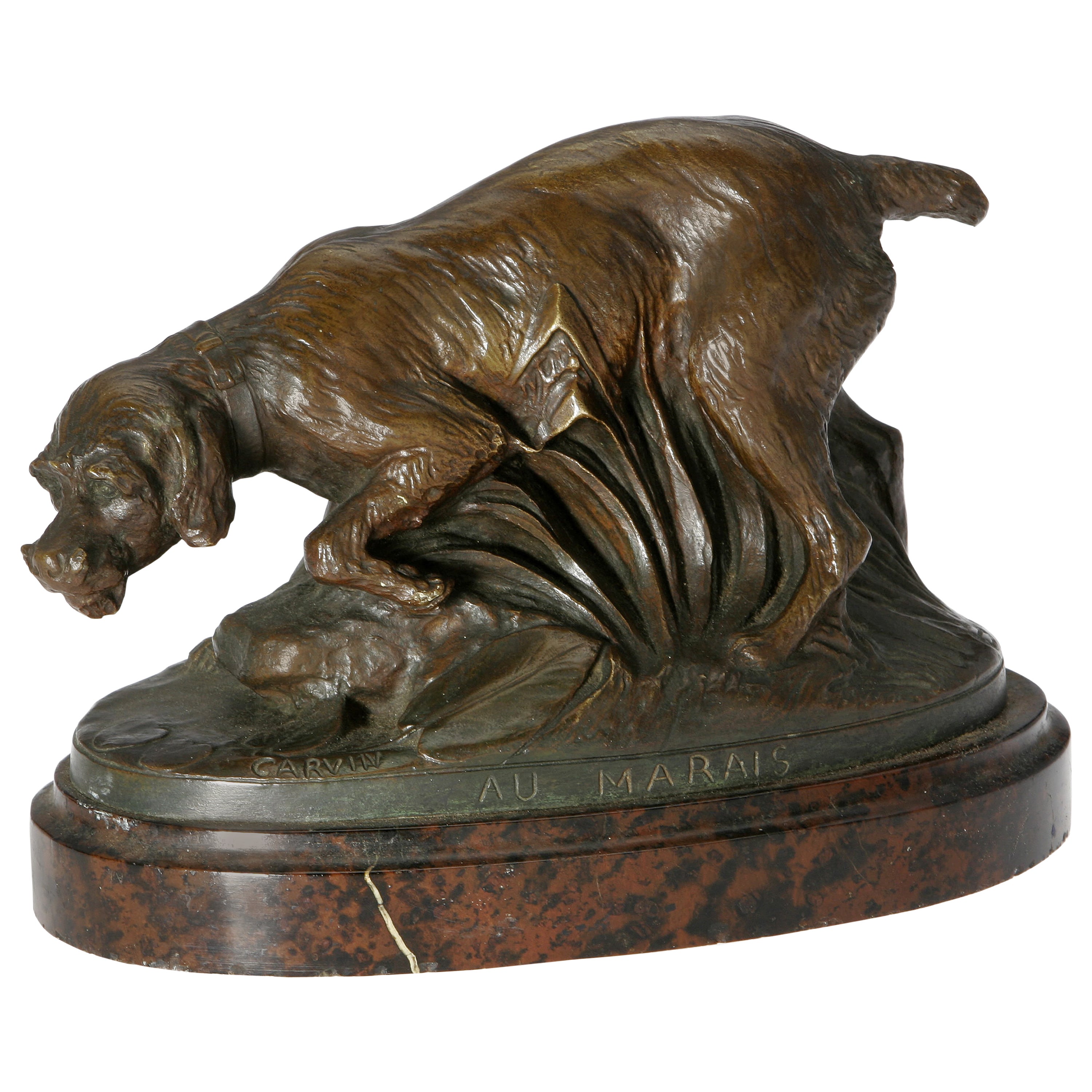 Large Auguste Cain Bronze of Hunting Dog For Sale at 1stDibs
