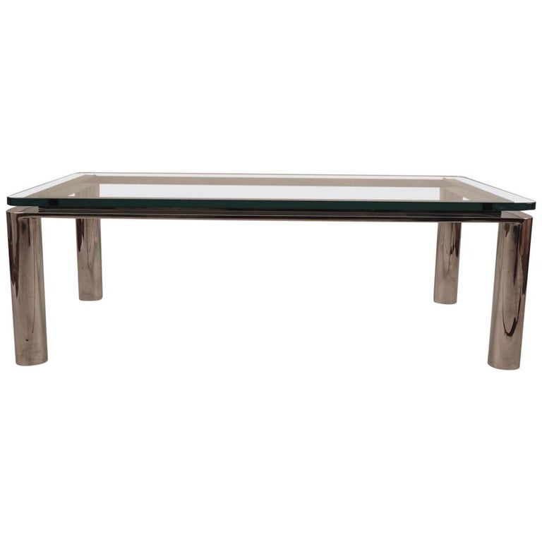 Chrome Base Plate Glass Top Coffee Table at 1stDibs