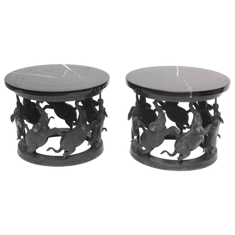 Bronze and Marble Elephant Tables at 1stDibs