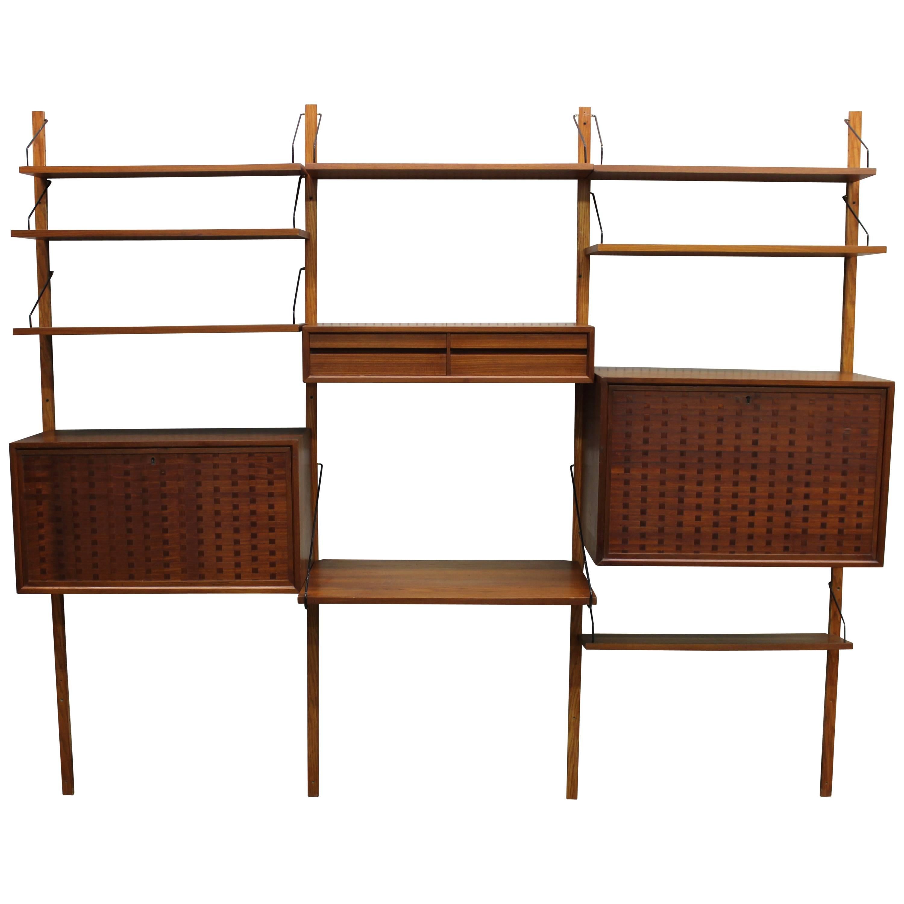 Poul Cadovius Modular Teak Wall Unit, Danish Modern Shelf System at 1stDibs