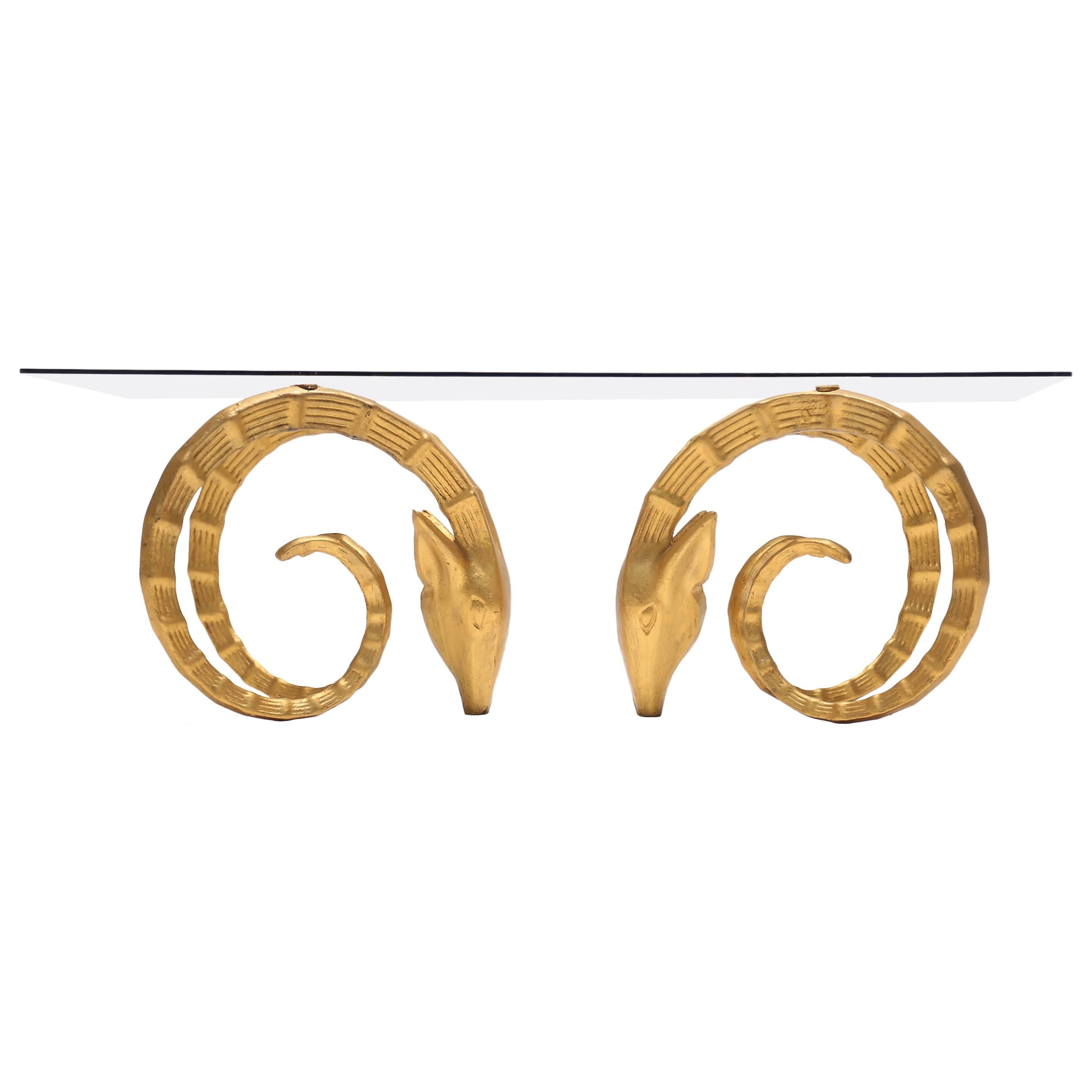 Aluminium Gilded Ram's-Head Coffee Table at 1stDibs