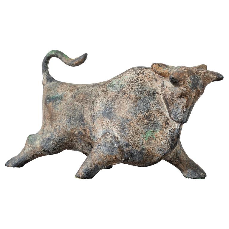 Vintage Midcentury Cast Iron Bull Sculpture at 1stDibs