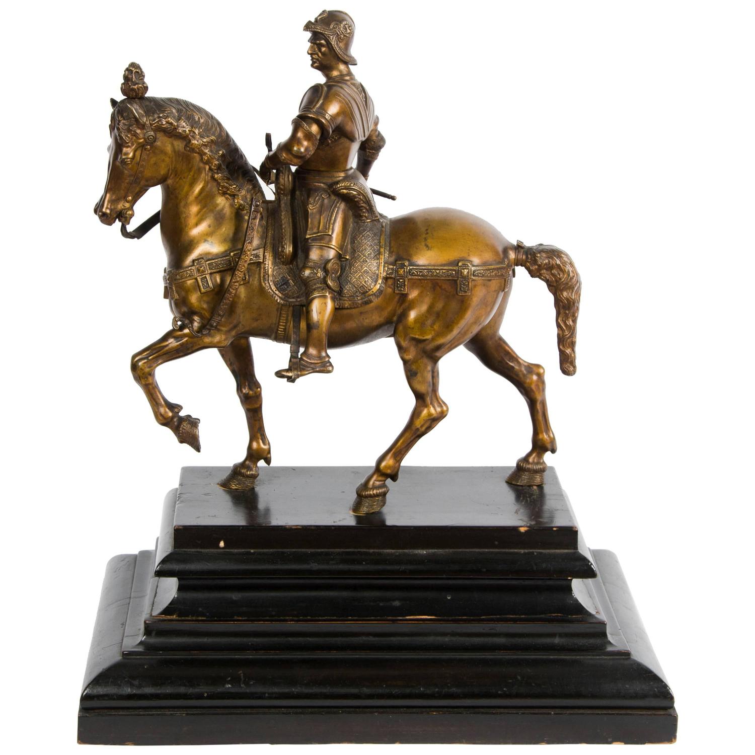 19th Century Gilded Bronze Study of Bartolomeo Colleoni For Sale at 1stdibs