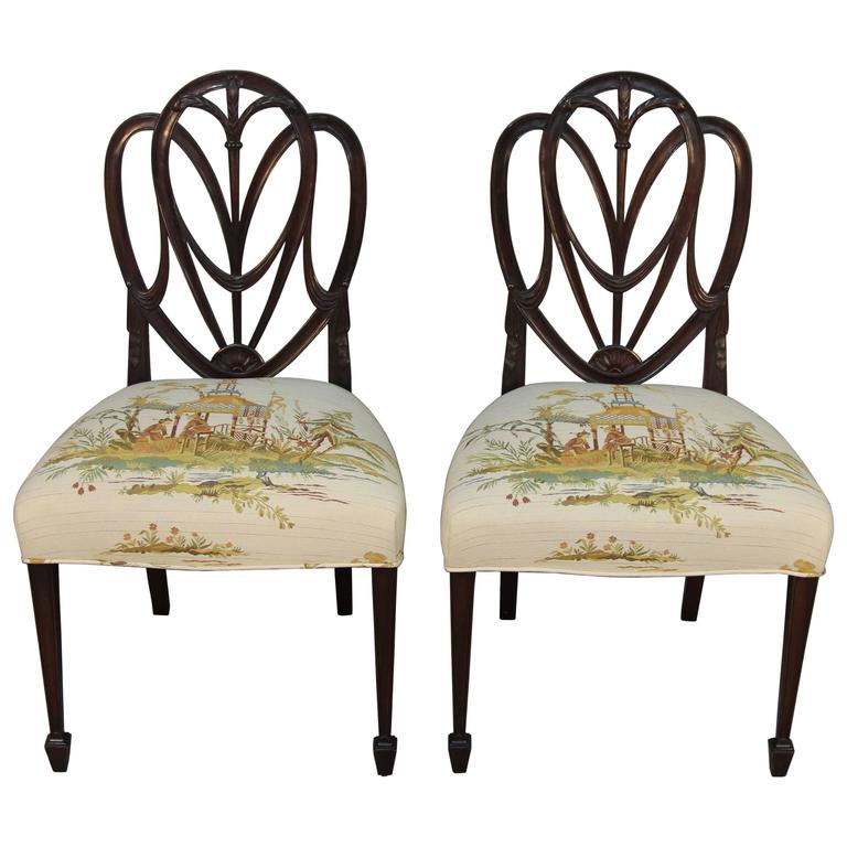 Pair of Original Hepplewhite Shield Back Chairs at 1stDibs