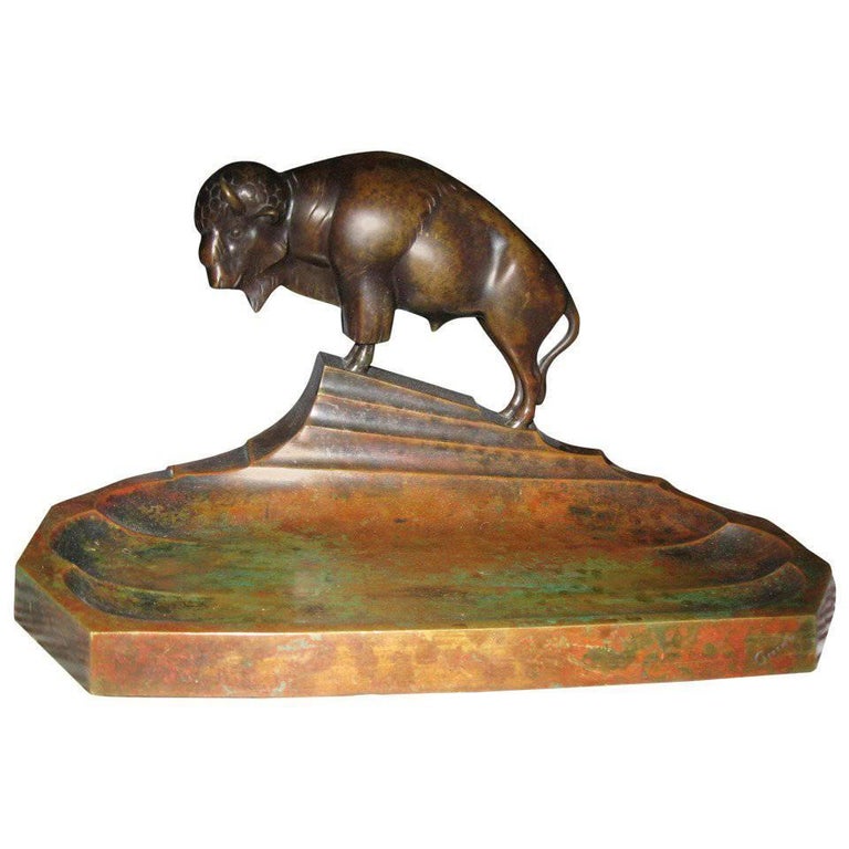 Bison Bronze Desk Tray at 1stDibs