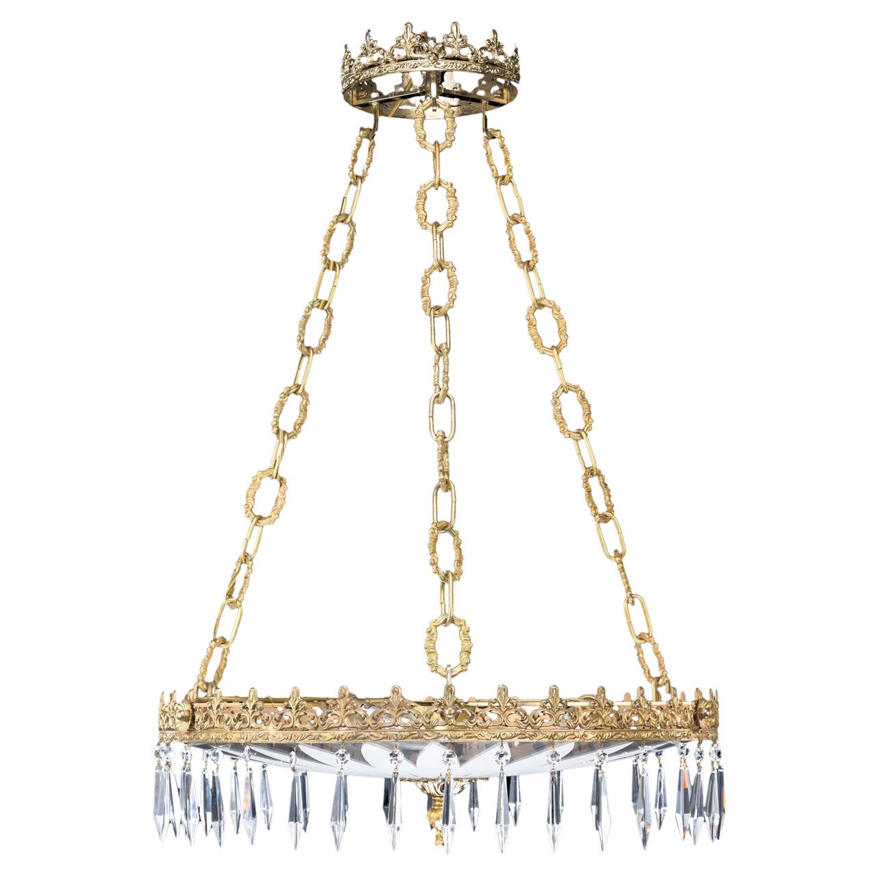 Regency Style Cut glass Plafonnier. 23 Inch Diameter For Sale at 1stDibs