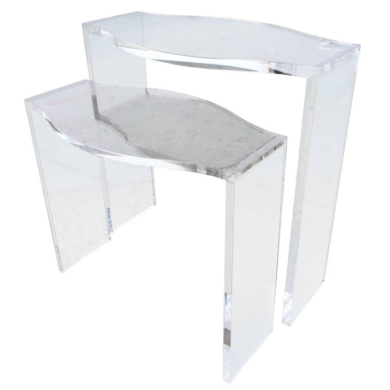 Lucite-Nesting-Tische von Charles Hollis Jones, „Routed Line“ im ...