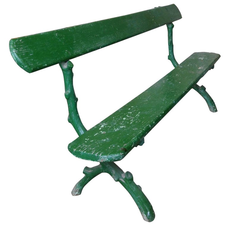 Green Painted French Park Bench at 1stDibs
