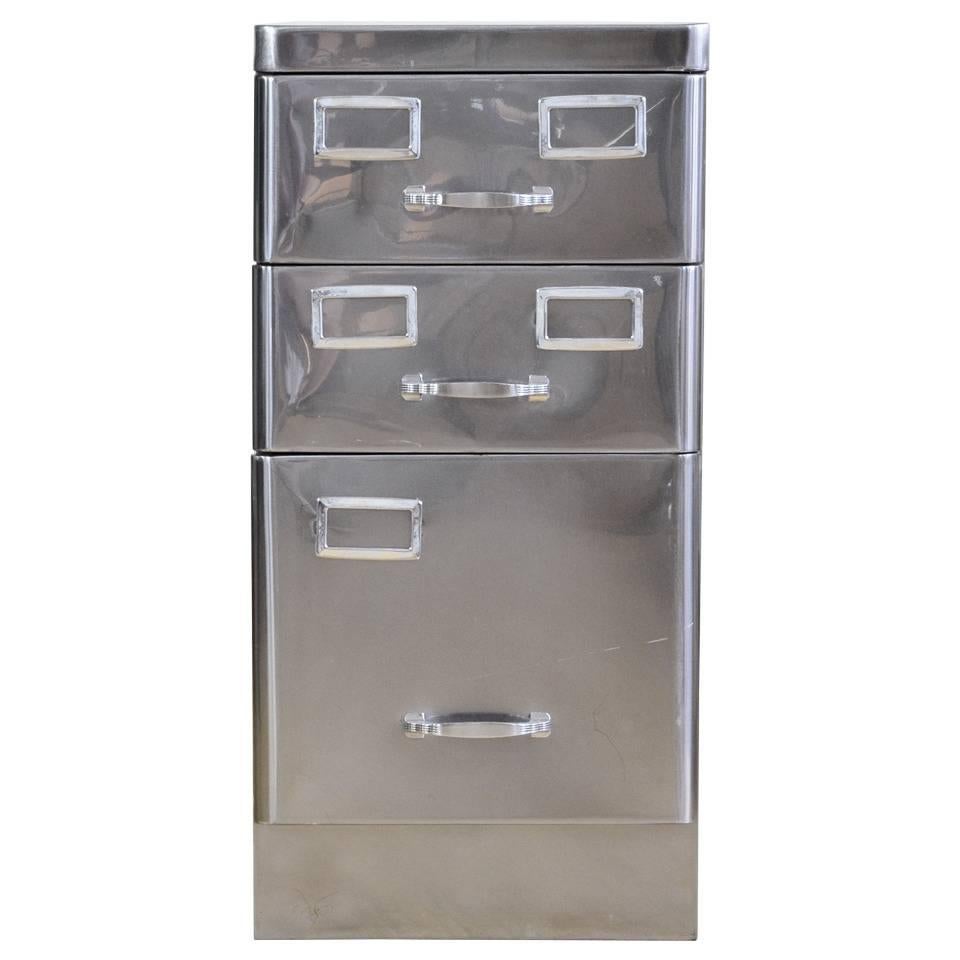 Polished Steel Combo File Cabinet For Sale at 1stDibs