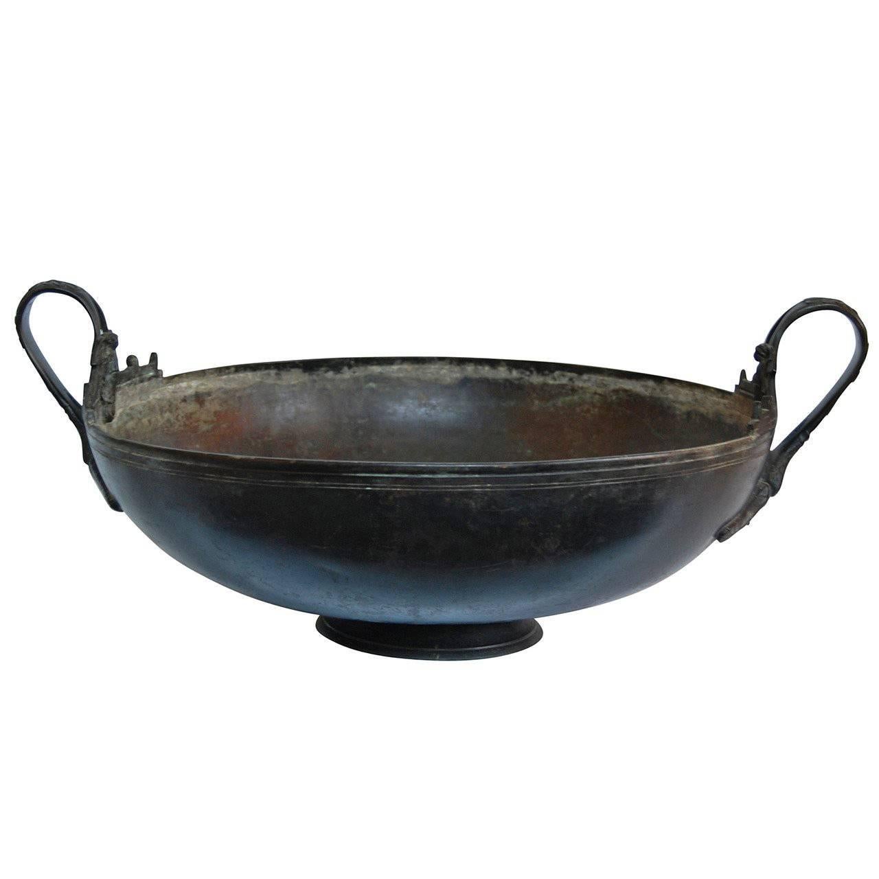 19th Century Etruscan Bronze Basin with Handles at 1stDibs