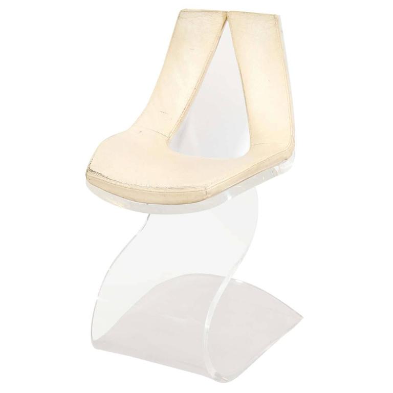 French Modern Lucite and Leather Designer Chair, France 1970s For Sale ...