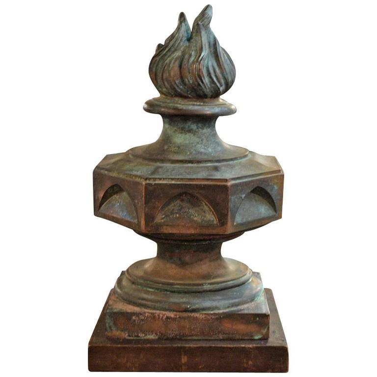 19th Century French Architectural Flame Finial in Copper at 1stDibs