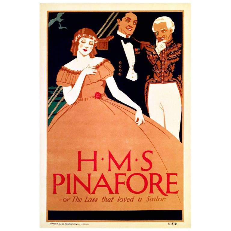 British Art Deco Period Theater Poster for HMS Pinafore, 1930s at 1stDibs