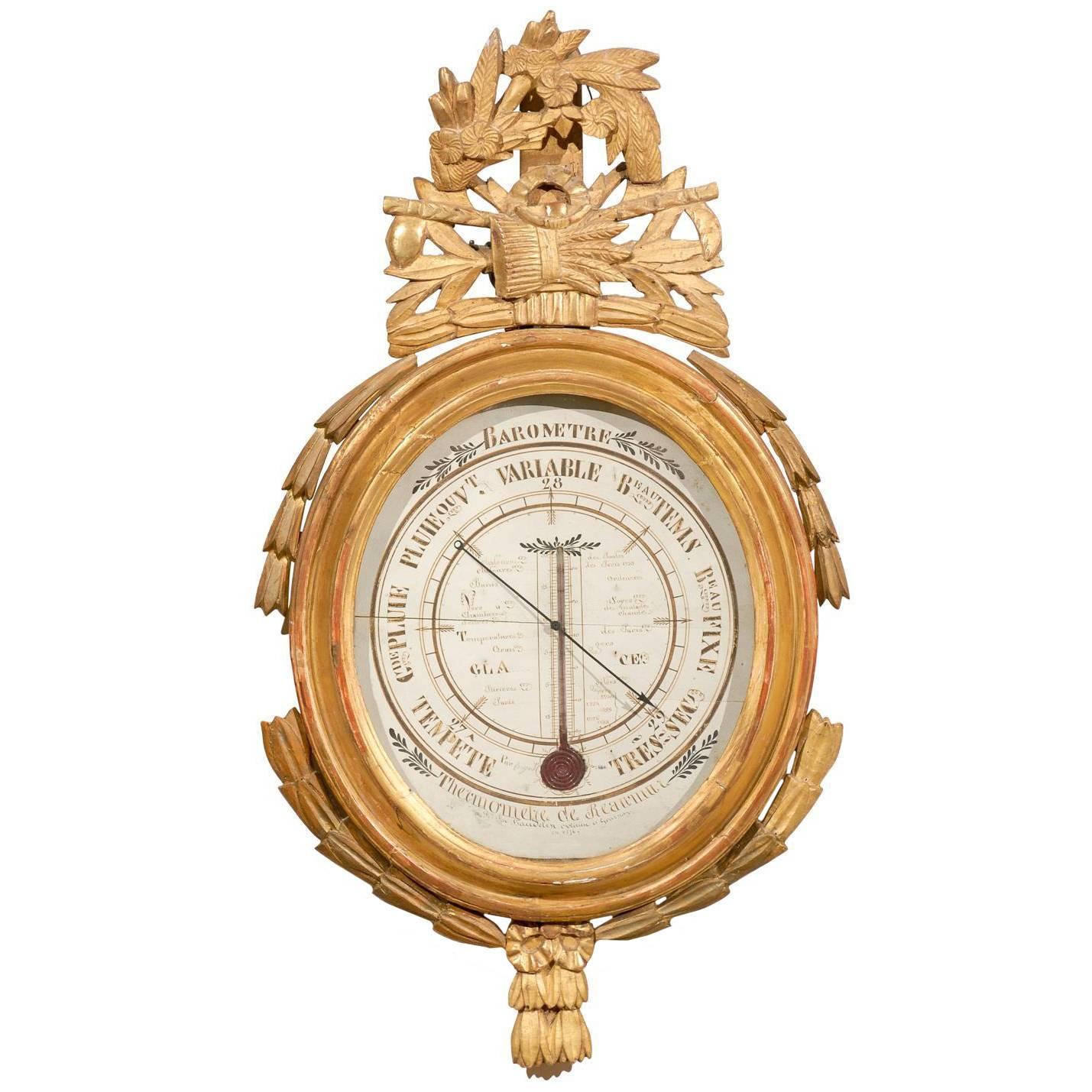 Louis XVI Giltwood Barometer, France, circa 1790 at 1stDibs