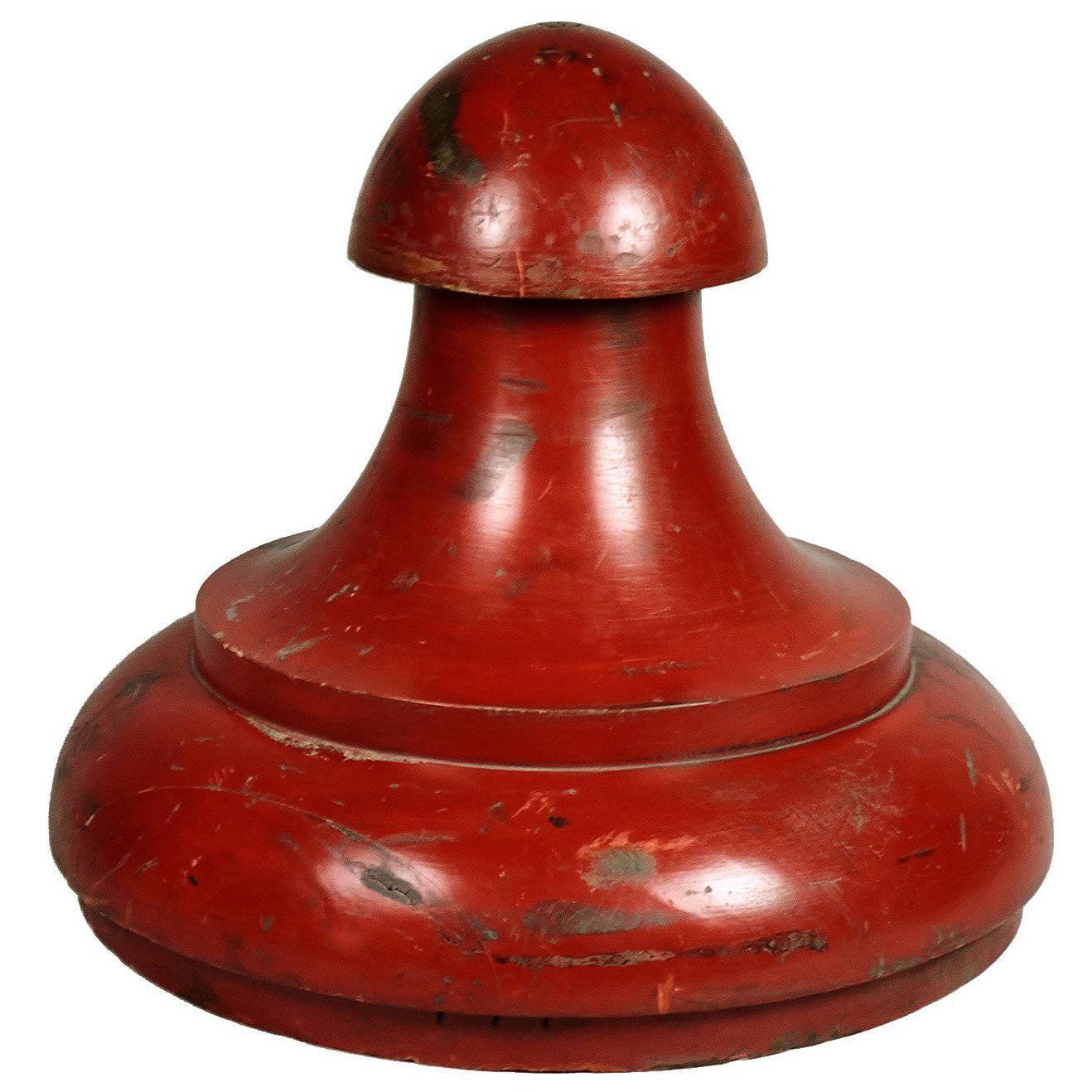 Unusual Industrial Red Painted Wooden Mold with Folk Art Quality For ...
