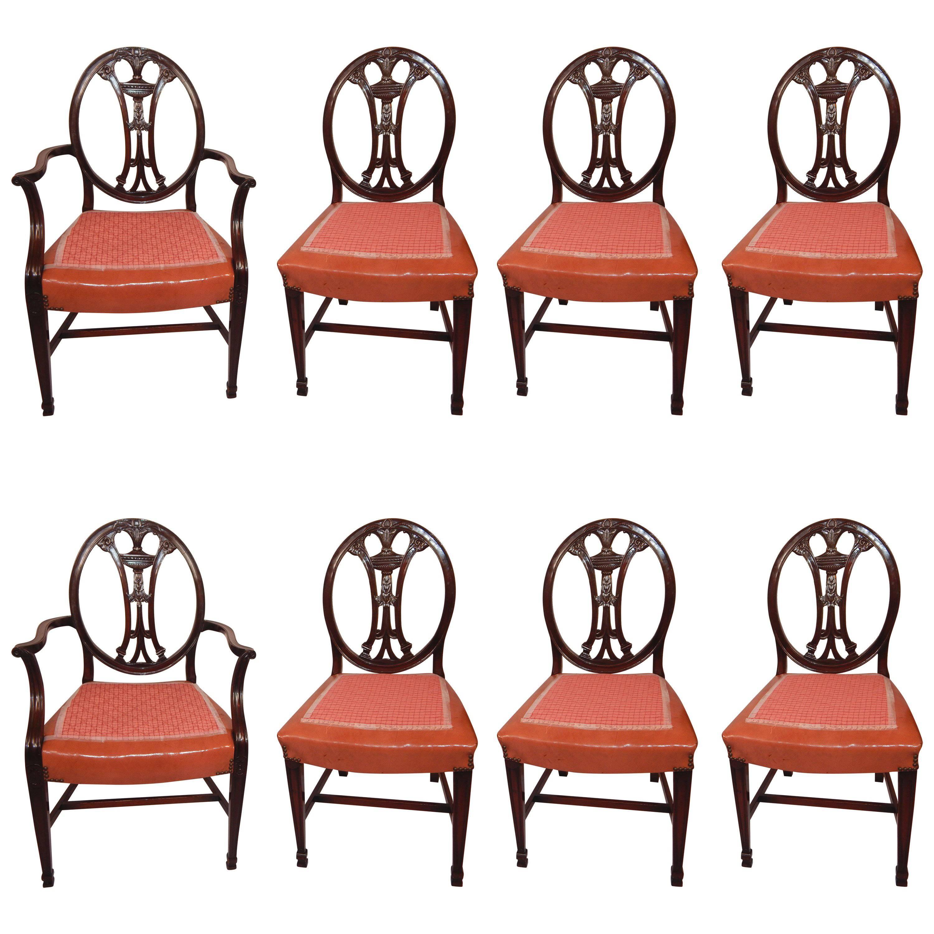 Set of Eight George III Style Carved Mahogany Dining Chairs For Sale at ...
