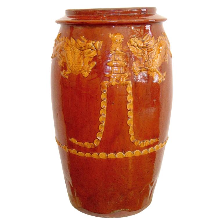 Outstanding Vintage Korean Terracotta Kimchi Storage Jar or Umbrella ...
