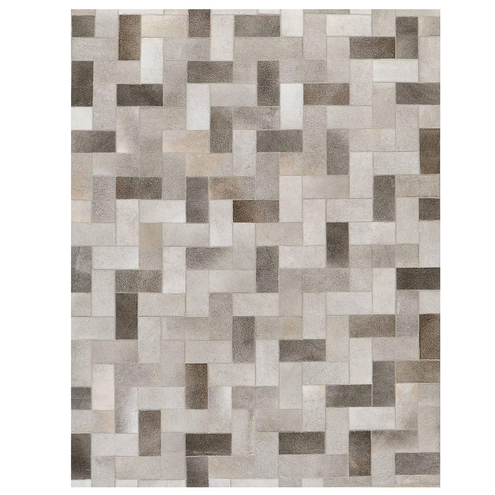 Handmade Leather Patchwork Rug For Sale at 1stDibs