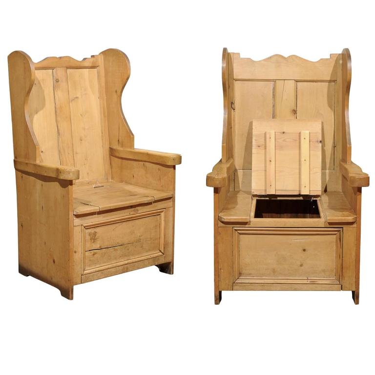 Pair of Pine Lambing Chairs at 1stDibs